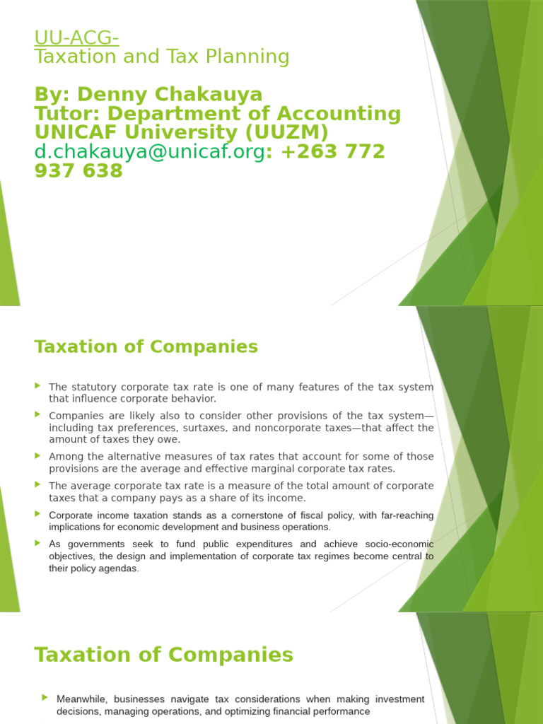 Corporate Taxation and Planning Insights | PDF | Taxes | Corporate Tax