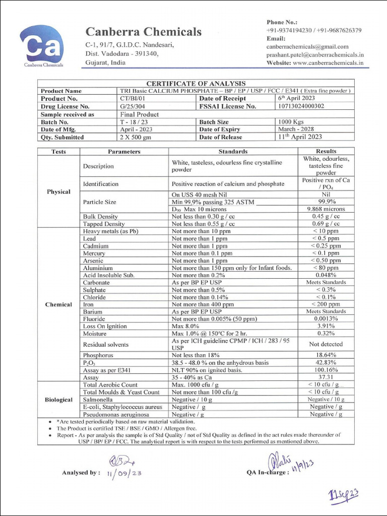 Revised COA (15.09.2023) | PDF