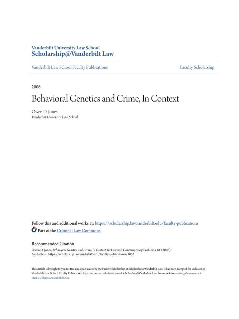 Behavioral Genetics and Crime Insights | PDF | Heritability | Crimes