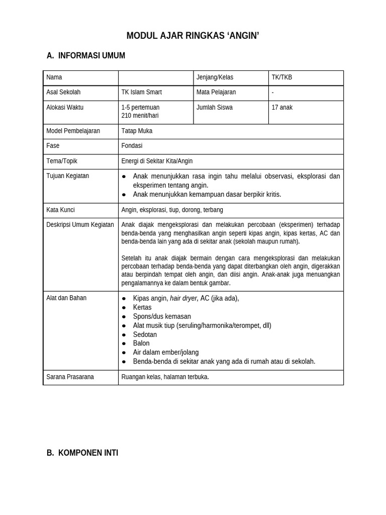 Modul Ajar Angin | PDF
