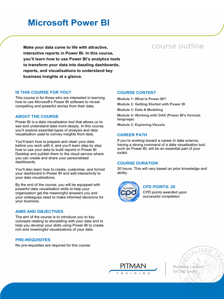 PowerBI - Course Outline | PDF | Data | Information Technology