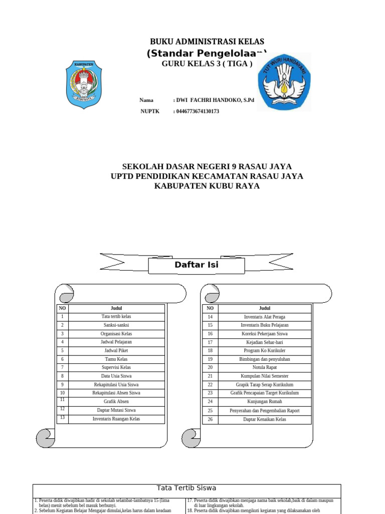 Buku Administrasi Kelas 3 SD | PDF