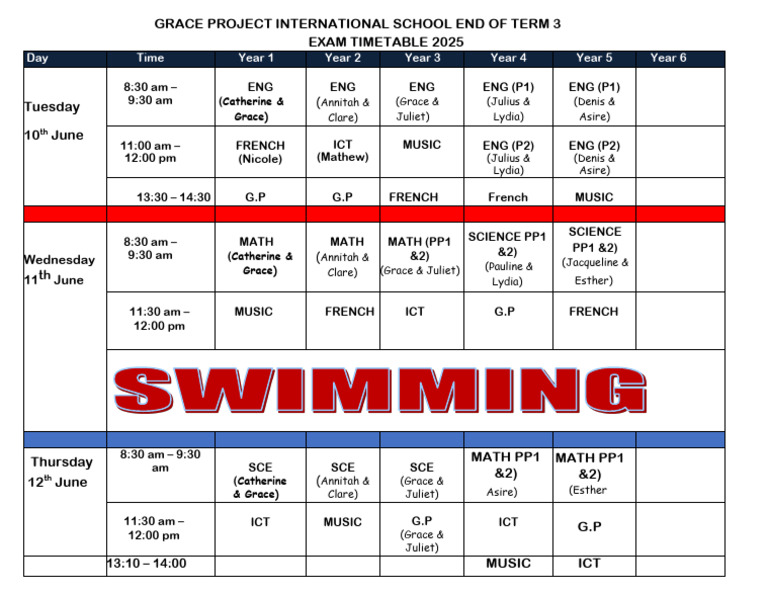 Term 3 Exam Timetable 2025 | PDF