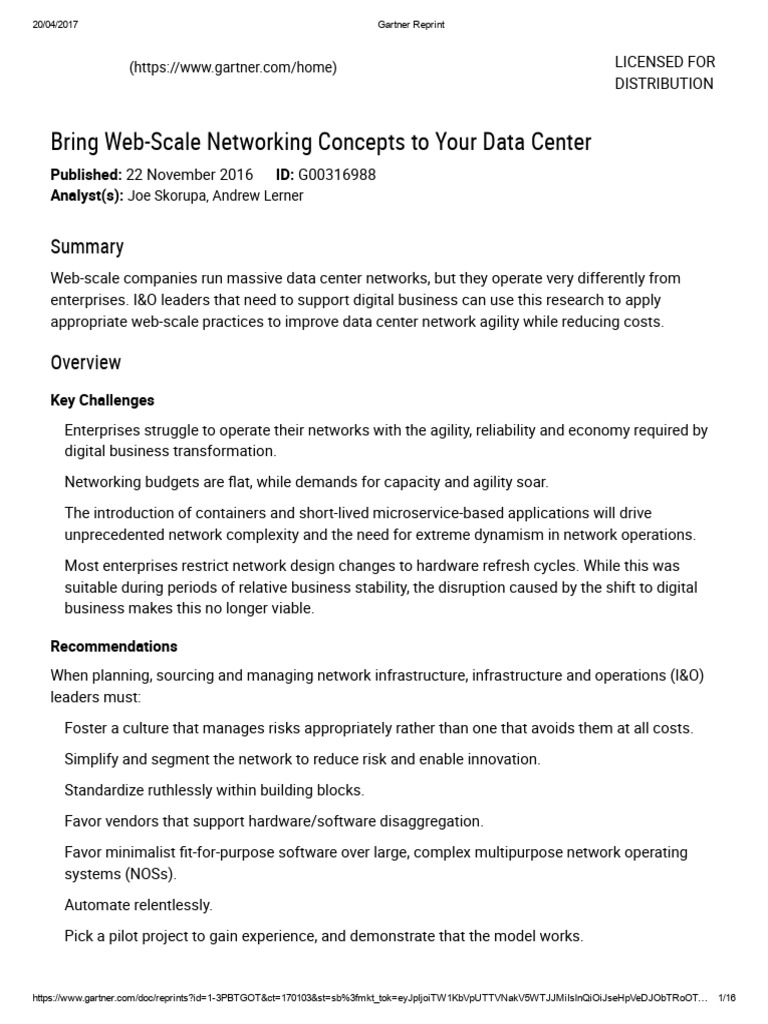 Gartner Webscale Network | PDF | Data Center | Automation