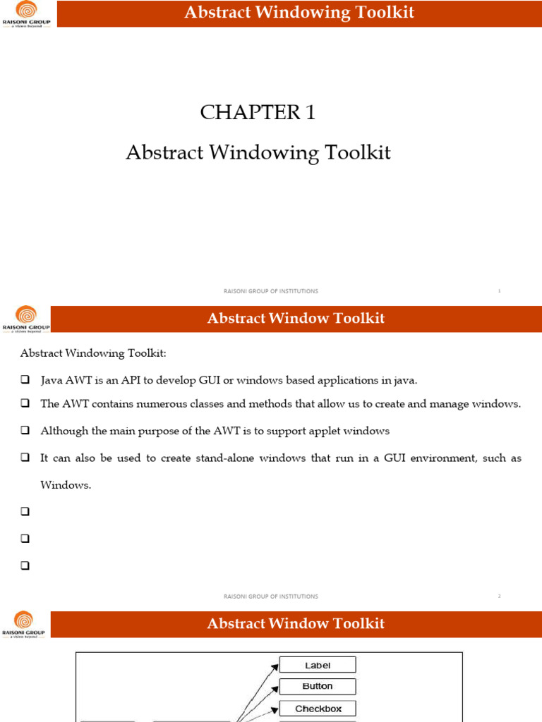 Lecture 2 Introduction To AWT | PDF | Window (Computing) | Java (Programming Language)