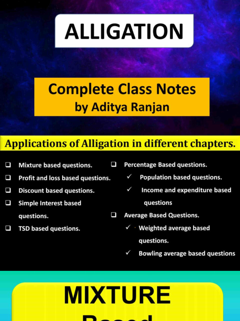 236) Alligation (Class Notes) | PDF