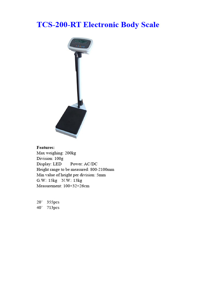 TCS-200-RT Electronic Body Scale | PDF