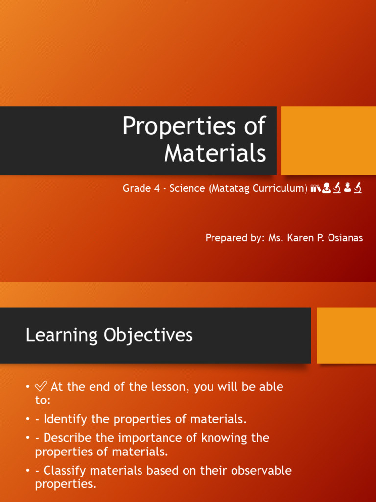 Properties of Materials Grade4 | PDF