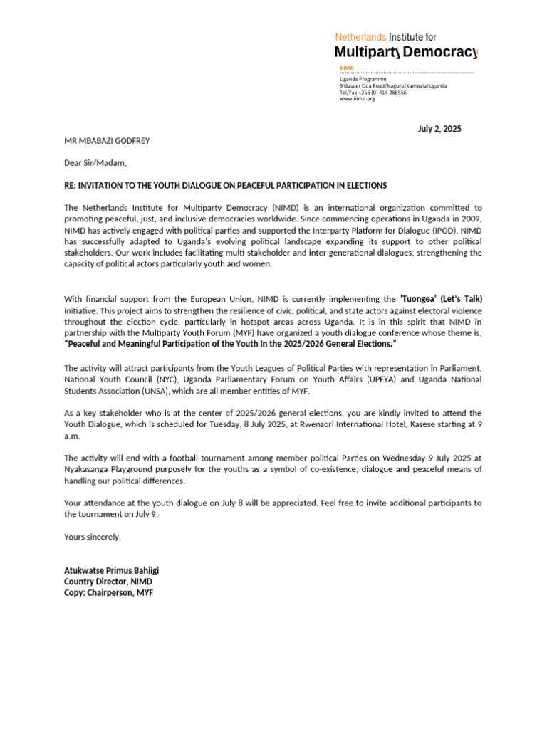 Kasese Dialogue Letter | PDF