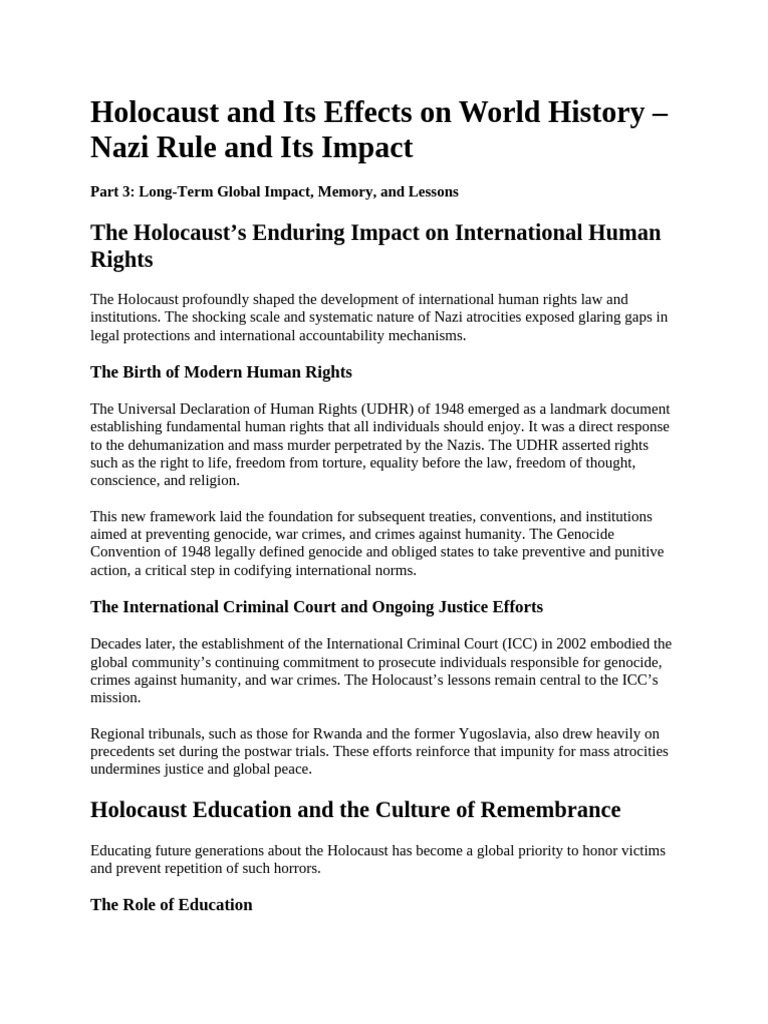 Holocaust's Lasting Impact on Human Rights | PDF | Genocides | The ...