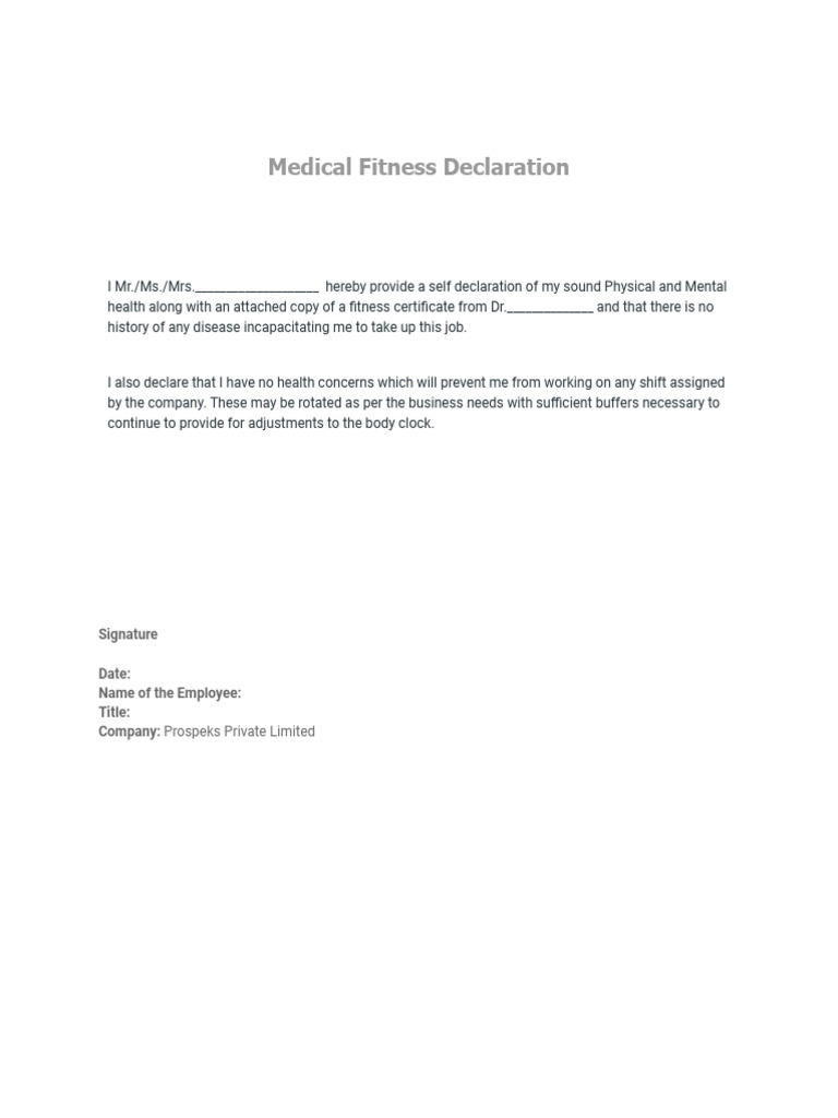 Format of Medical Declaration PPL | PDF