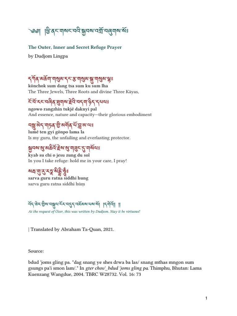 Outer, Inner and Secret Refuge | PDF