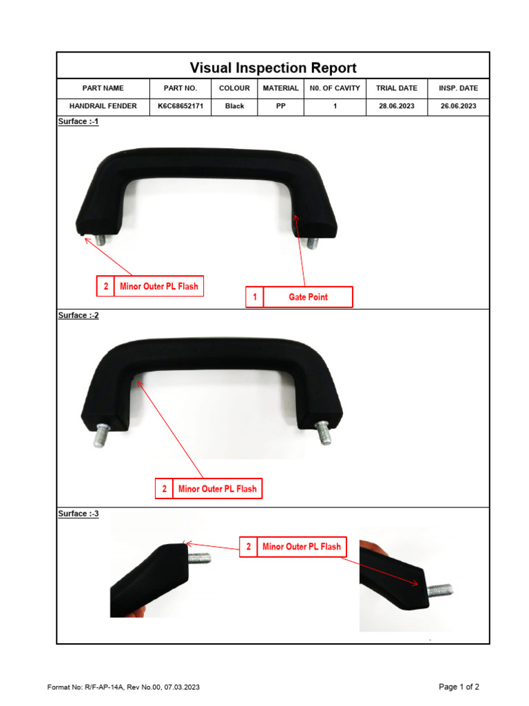 Handrail Fender Visual Inspection Report | PDF