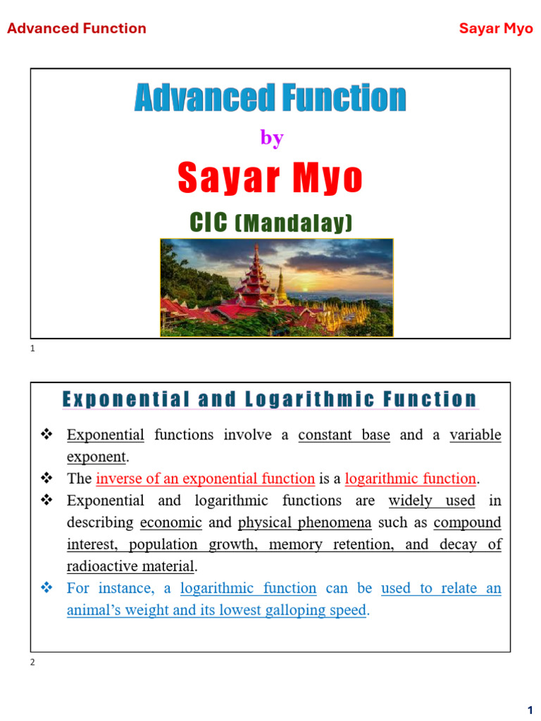 06 Advanced Function 12 Ch6 Key Concepts | PDF | Ph | Logarithm