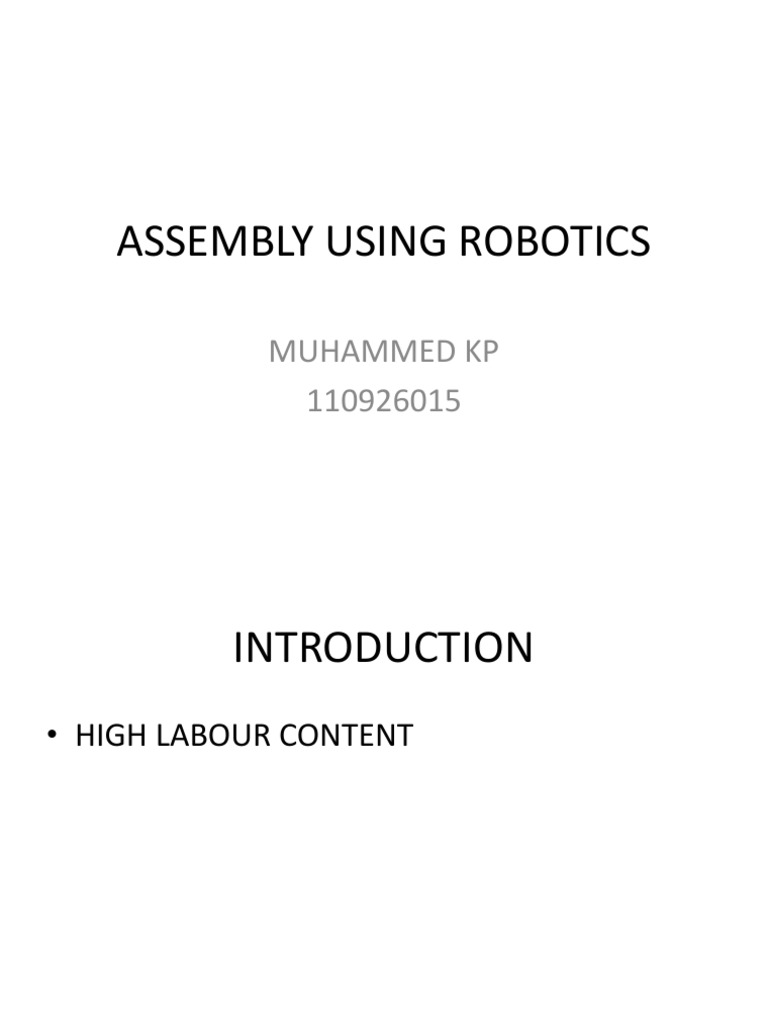 Robotics in Assembly Processes | PDF