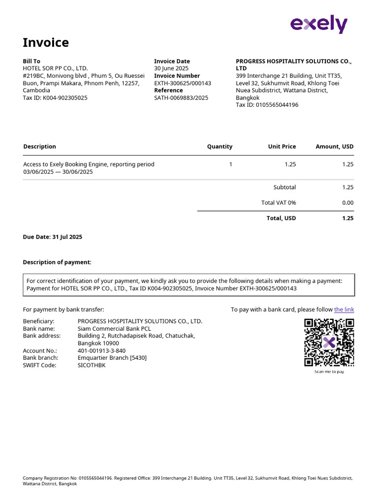 Invoice EXTH-300625 000143 | PDF | Invoice | Payments