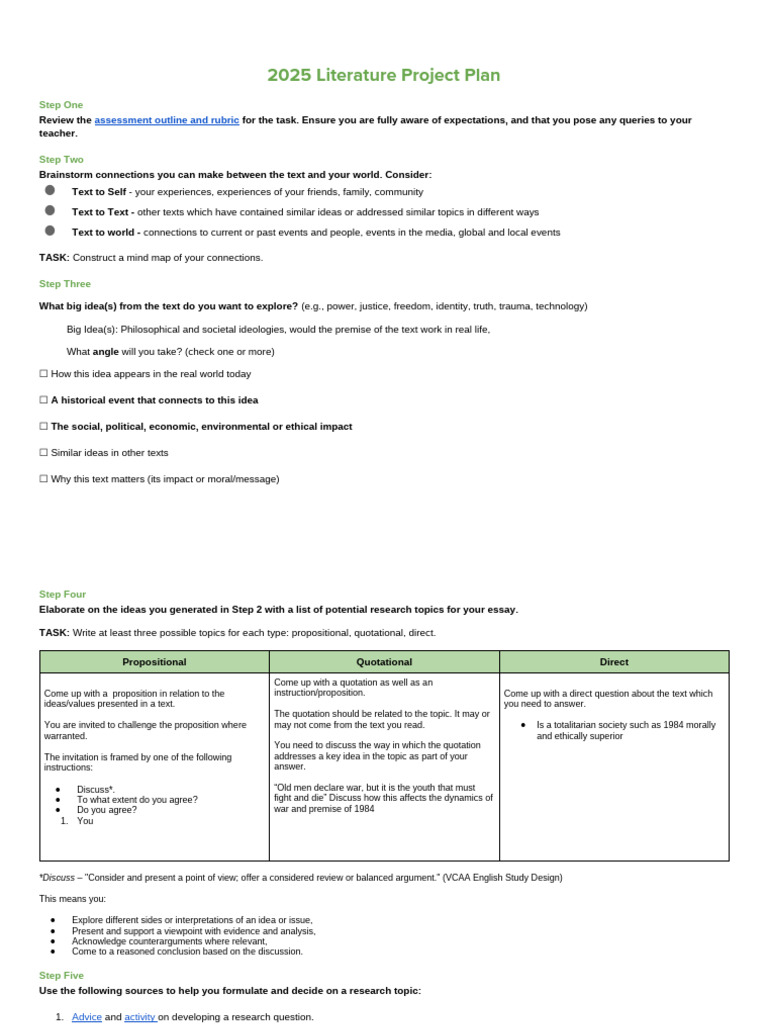 2025 Literature Project Outline Guide | PDF | Essays