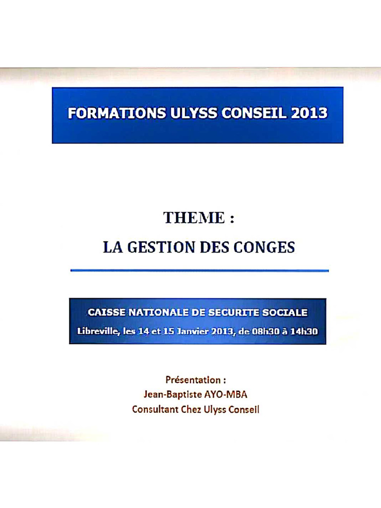 Gestion Des Conges Au Gabon | PDF