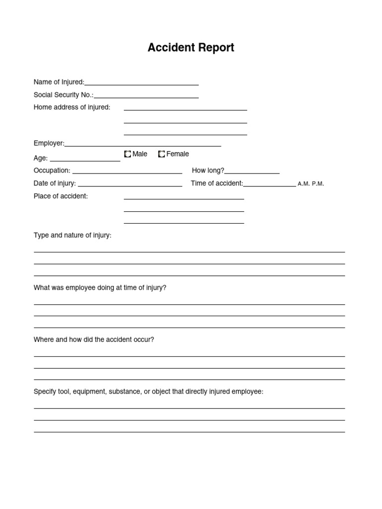 Detailed Accident Report Template | PDF