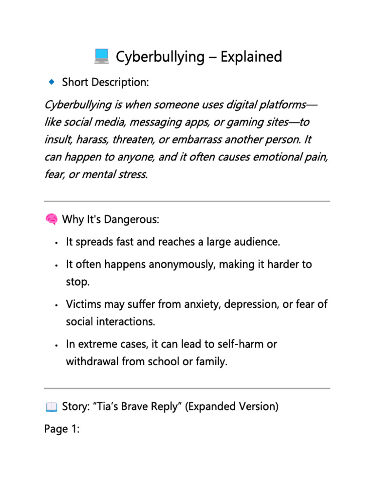 Understanding Cyberbullying and Safety Tips | PDF | Cyberbullying