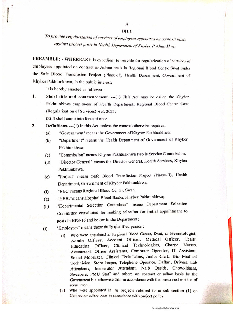 RBC Swat Regularisation Bill | PDF