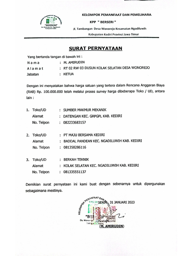 Contoh Survey 3 Toko | PDF