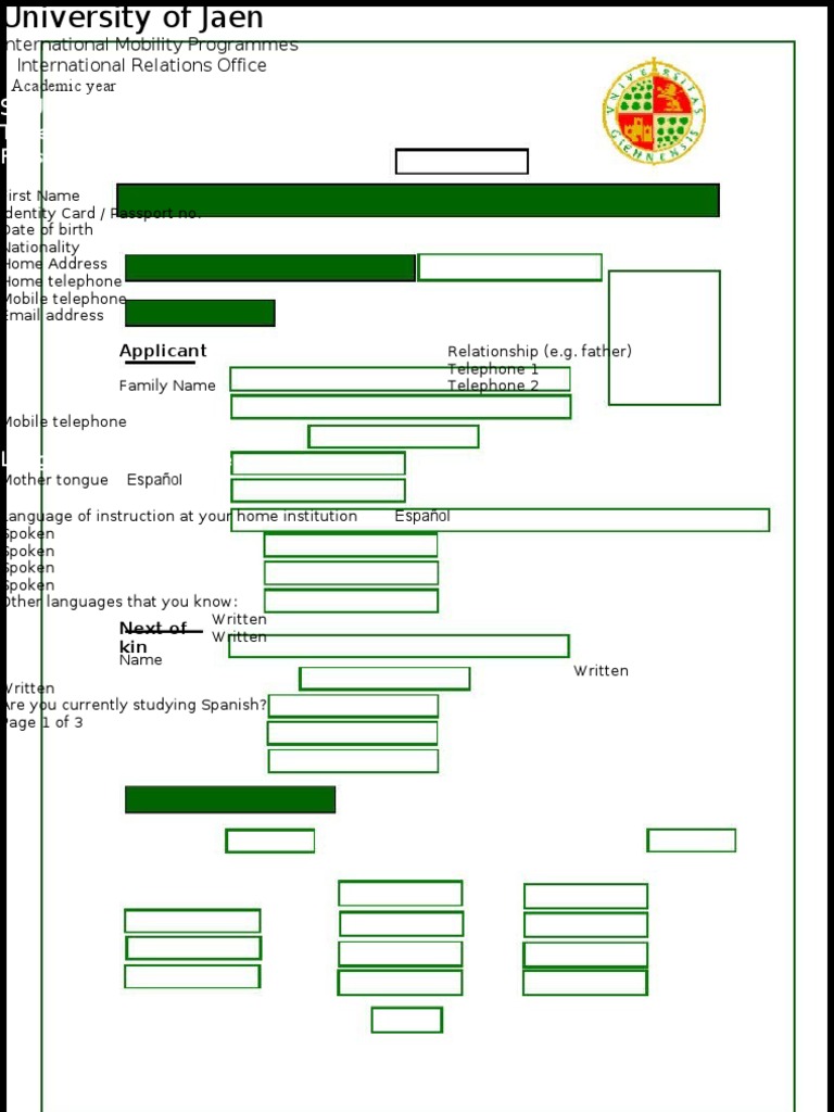 Student Exchange Application Form | PDF | Foreign Language Studies