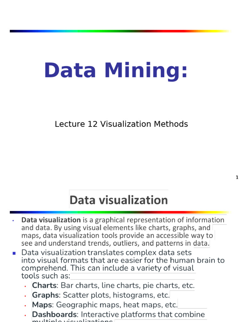 Lecture 13 Visualization Methods in Data Mining | PDF