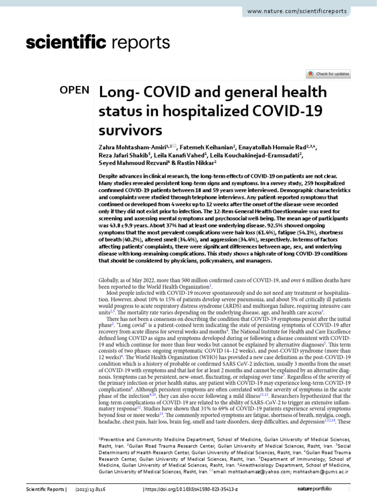 Mohtasham-Amiri Et Al. - 2023 - Long - COVID and General Health Status in Hospitalized COVID-19 ...