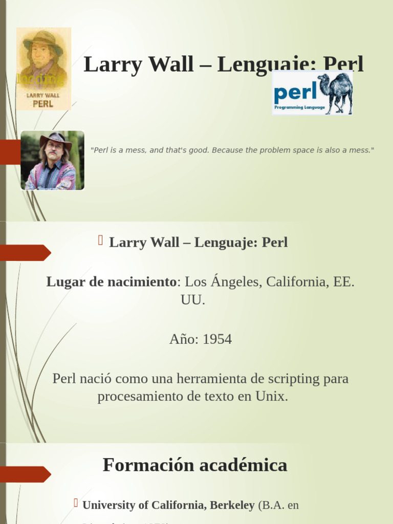 NORMAL - Larry Wall - Lenguaje | PDF | Perl | Lenguaje de programación