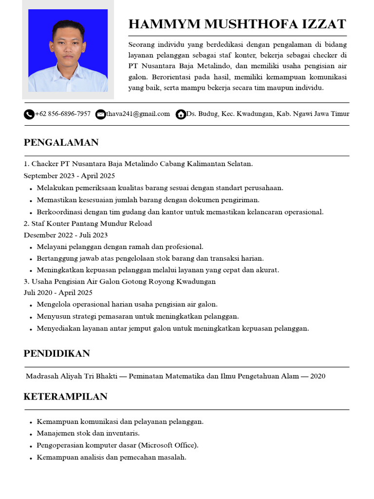 Putih Polos Profesional Klasik CV Resume Digital Marketing Template | PDF