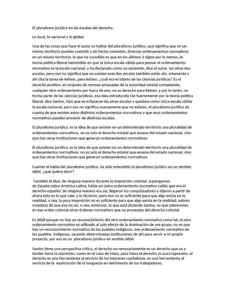 Pluralismo jurídico: escalas y normativas | PDF | Ciencias Políticas
