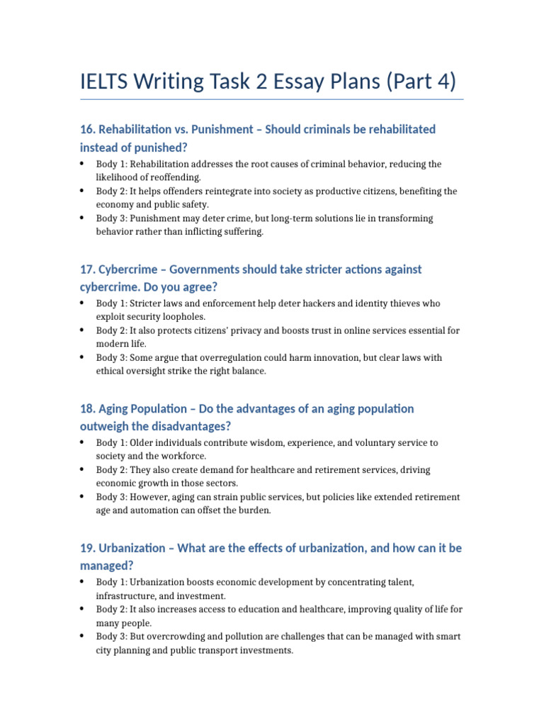 IELTS Writing Task 2 Plans Part4 | PDF