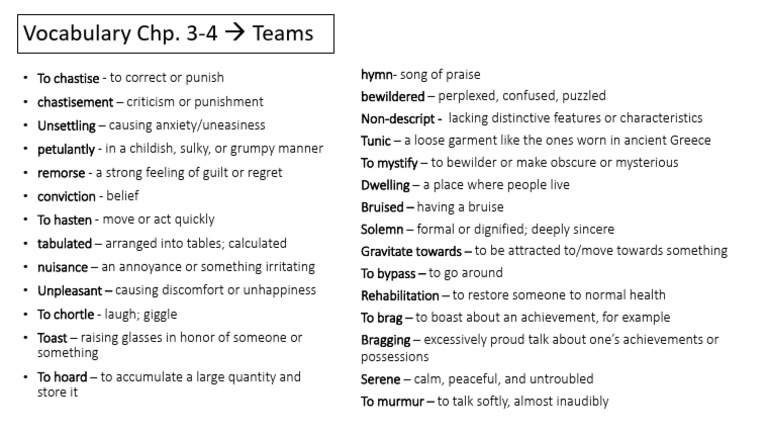 Vocabulary CHP 3-4 - The Giver | PDF