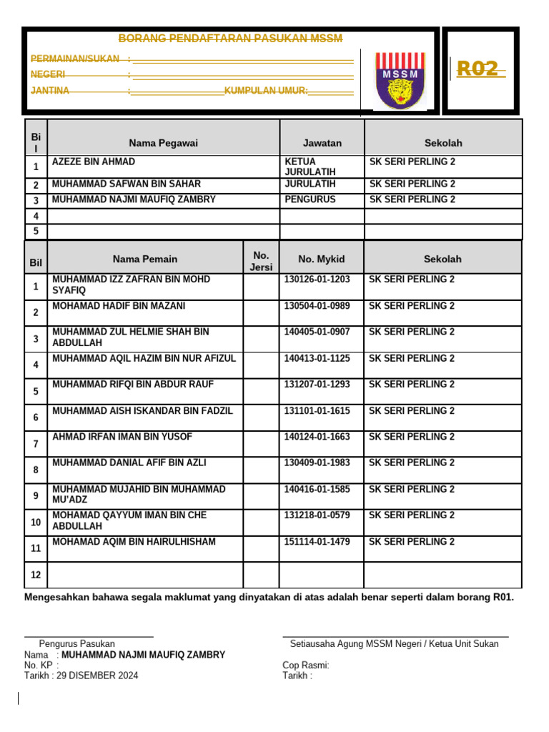 Borang R02 Sirkit | PDF