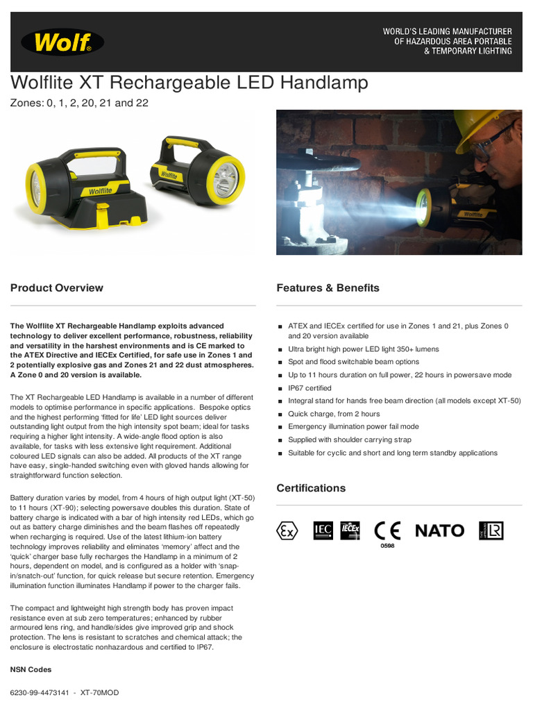 Wolf Safety Lamp Company - Wolflite XT Rechargeable LED Handlamp | PDF ...