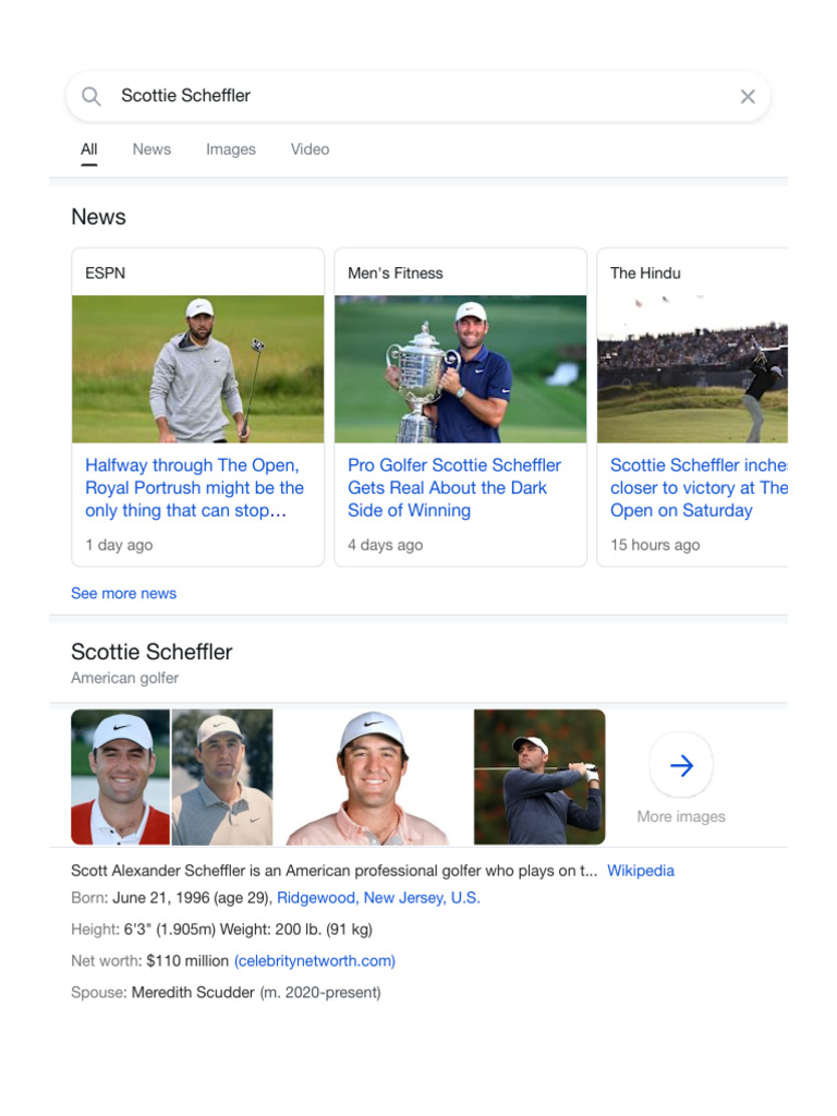 Scottie Scheffler - Yahoo India Search Results | PDF | Summer Sports | Golf Tournaments