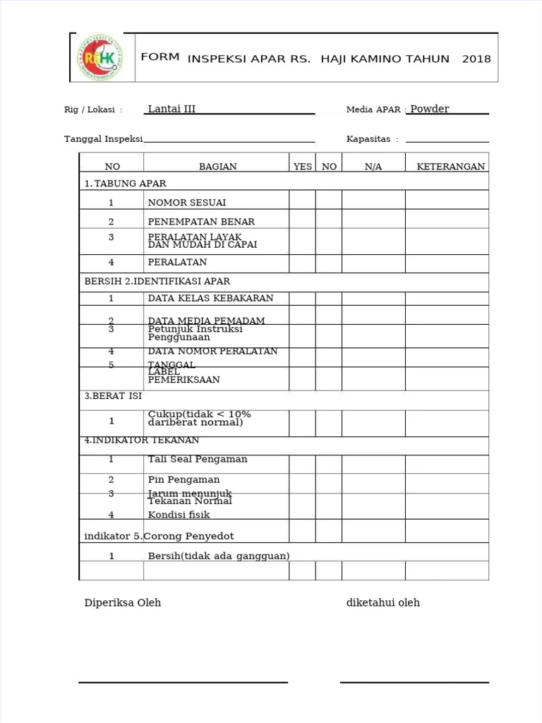 Form Inspeksi APAR | PDF