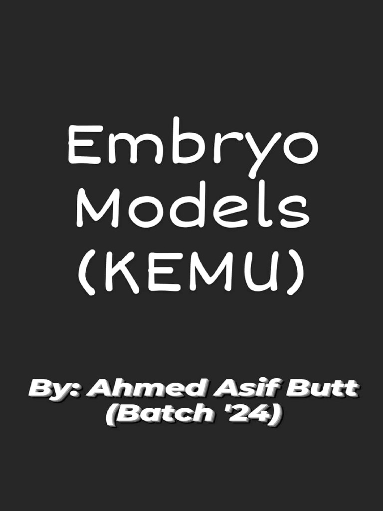 Embryo Models (KEMU) - 1 | PDF