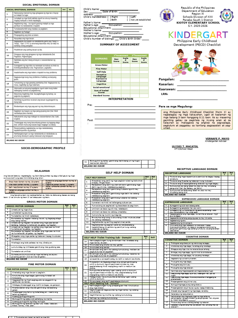 ECCD. Checklist Form | PDF