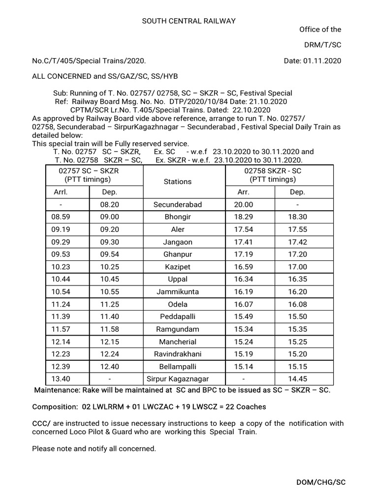 Train Timings | PDF