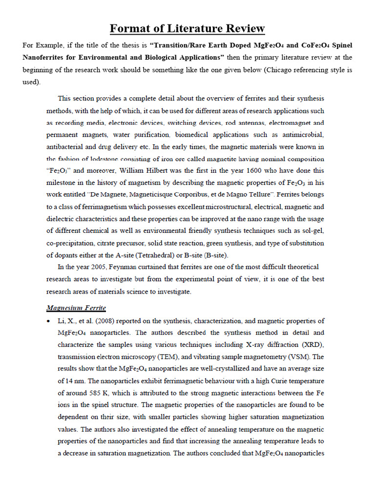 Format of Literature Review | PDF