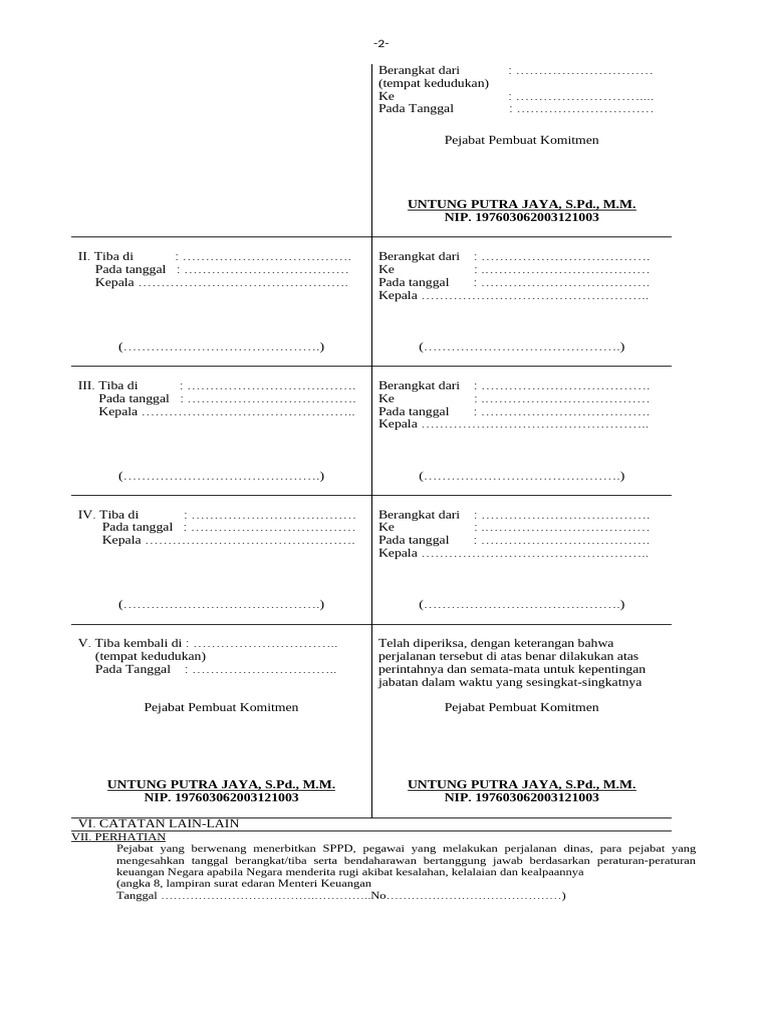 Lembar SPPD PPK Pak Untung | PDF