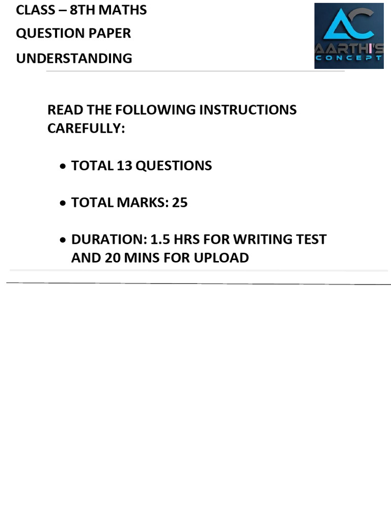 Class 8 Quadrilaterals Test Paper | PDF