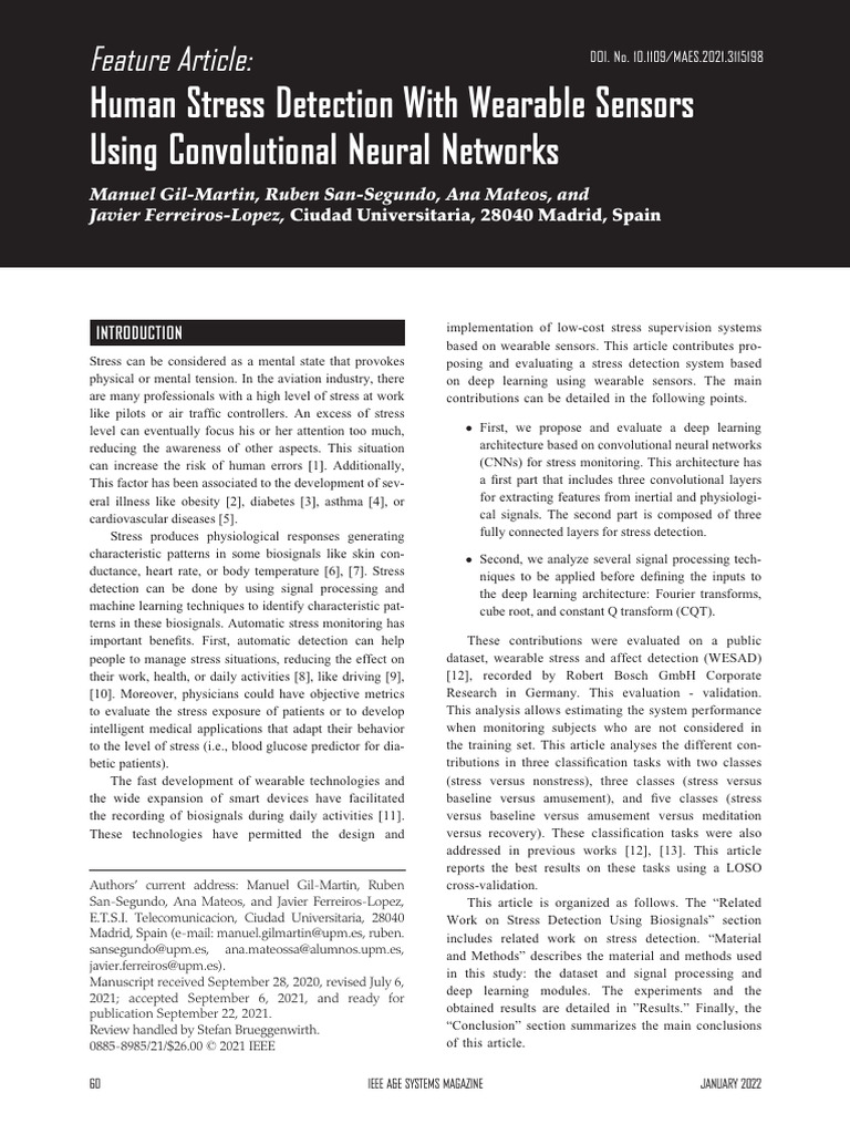 Human Stress Detection With Wearable Sensors Using Convolutional Neural ...