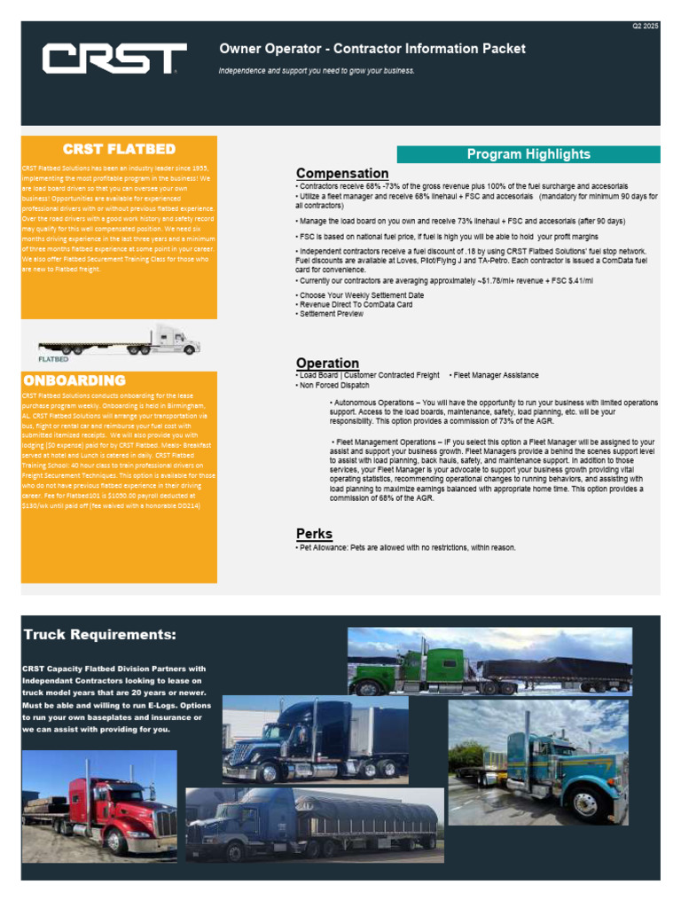 CRST Flatbed Owner Operator Guide | PDF