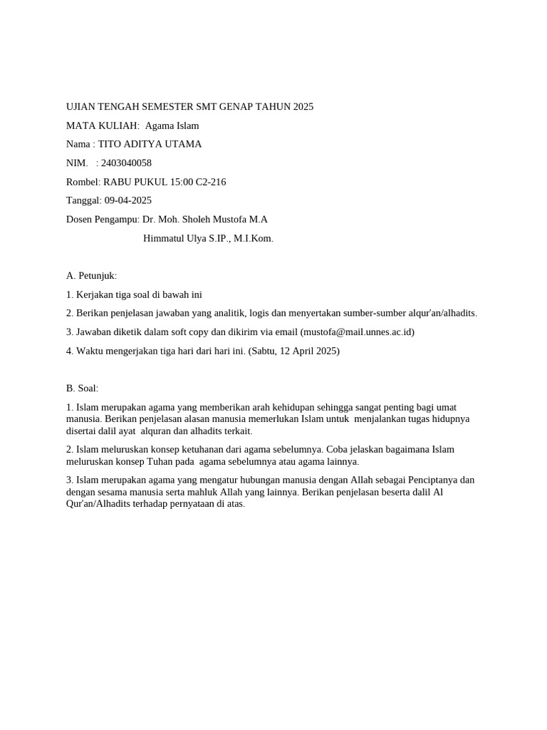 Tito Aditya - 2403040058 - Uts - Pai - 2025 | PDF