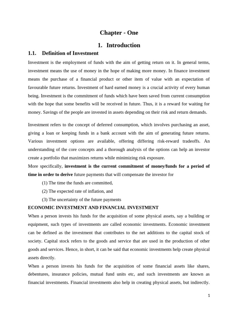 Introduction To Investment | PDF | Financial Markets | Stocks