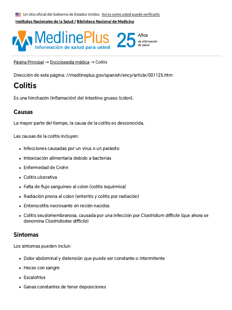 Causas y síntomas de la colitis | PDF | Diarrea | Intestino grueso