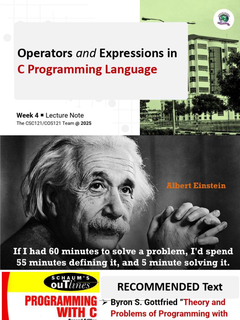 (Lecture 4) Operators and Expression - 2025 | PDF | Arithmetic | C (Programming Language)